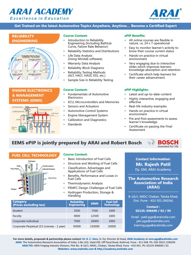 Arai Academy - TC - 2019 Broucher | PDF | Reliability Engineering | Educational Technology