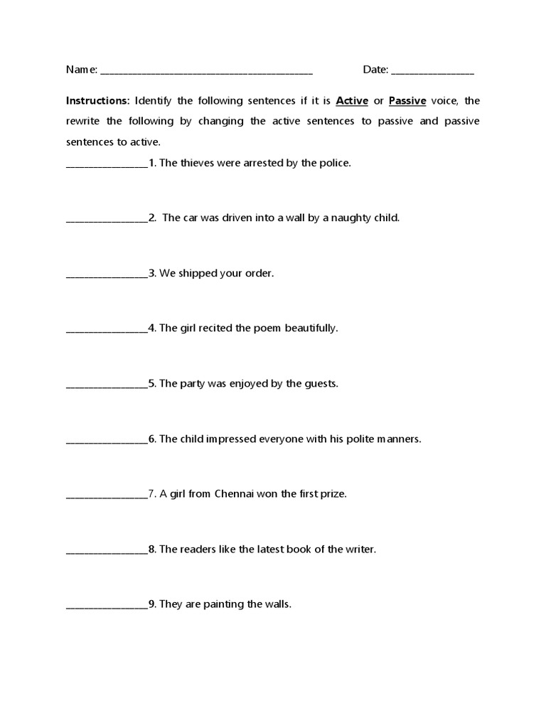 Active and Passive Voice Quiz | PDF