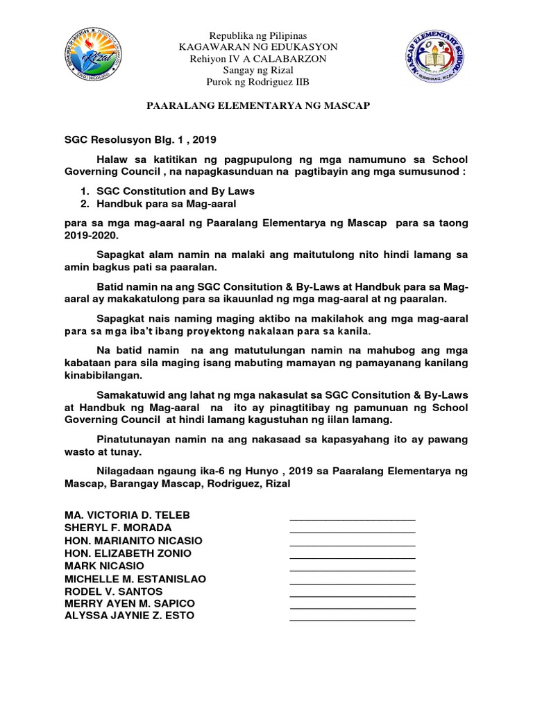 SGC Resolusyon BLG 1