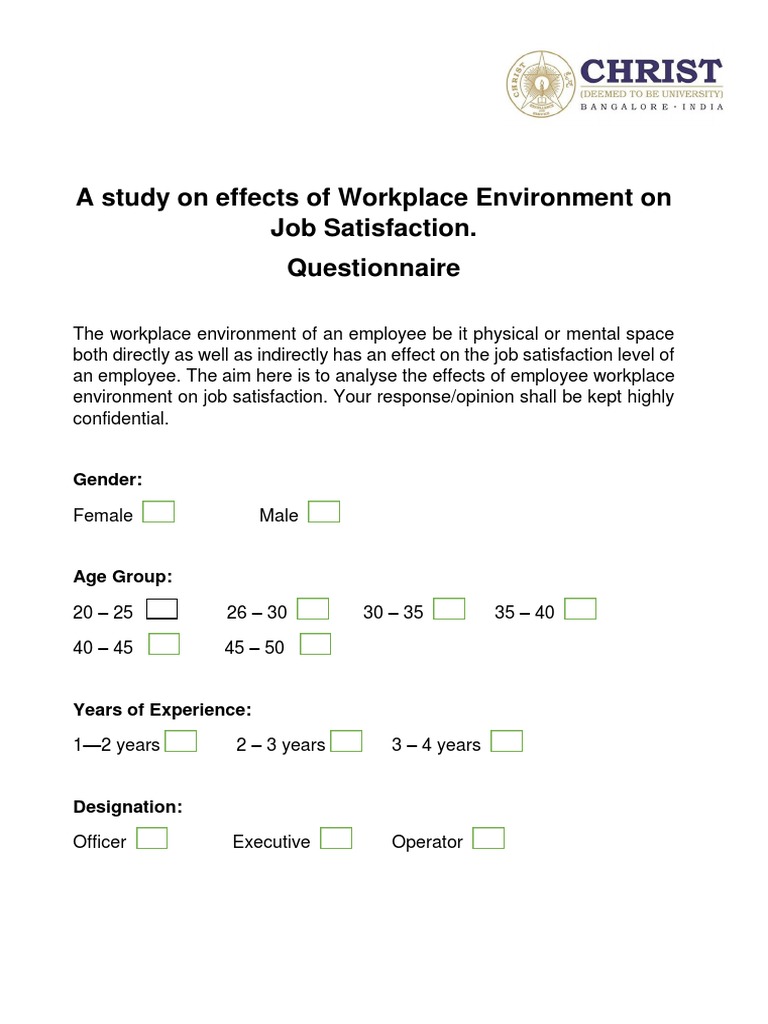 A Study On Effects of Workplace Environment On Job Satisfaction ...