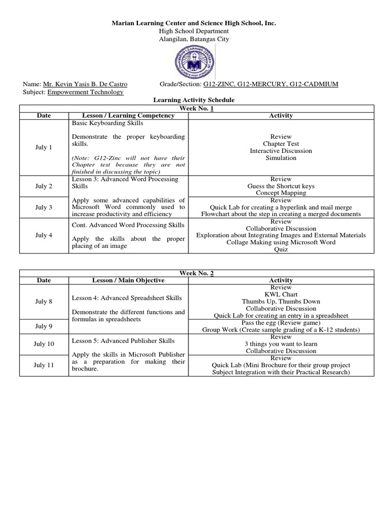Marian Learning Center and Science High School, Inc | PDF | Mass Media ...