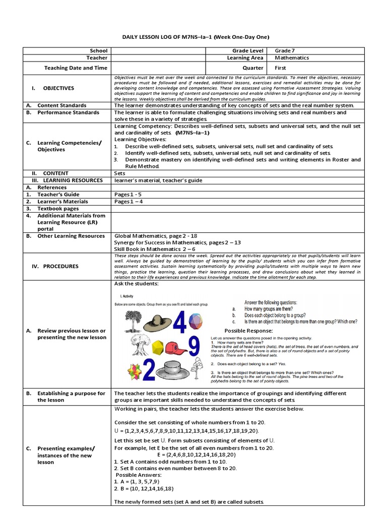 DLP | Set (Mathematics) | Teachers