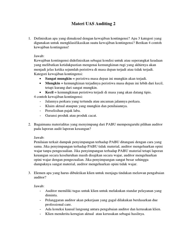 Materi UAS Auditing 2 | PDF