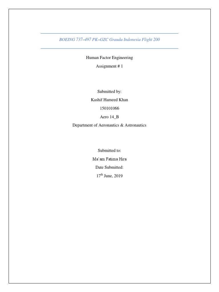 BOEING 737-497 PK-GZC Grauda Indonesia Flight 200: Human Factor ...
