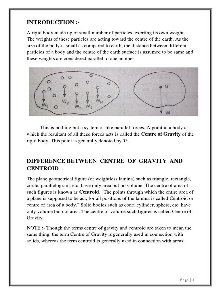 Centre of Gravity vs Centroid Explained | PDF | Area | Triangle