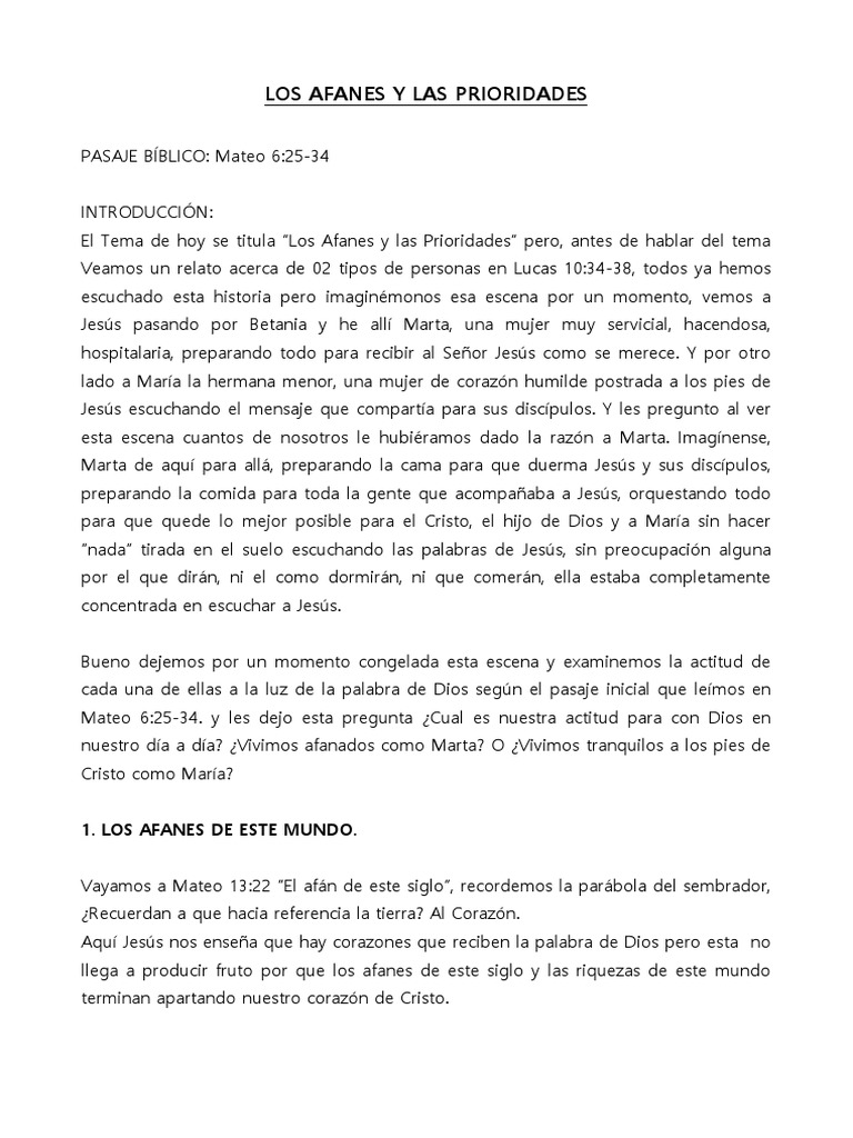 Los Afanes y Las Prioridades. | PDF | Jesús | Cristo (título)