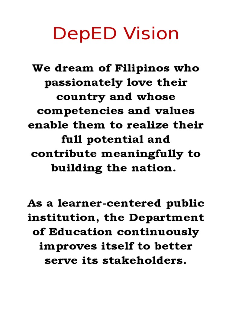 DepED Mission and Vision Overview | PDF