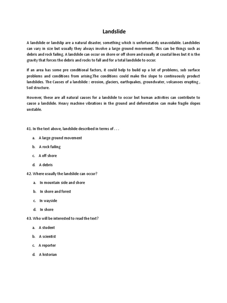 Understanding Landslides: Causes & Effects | PDF