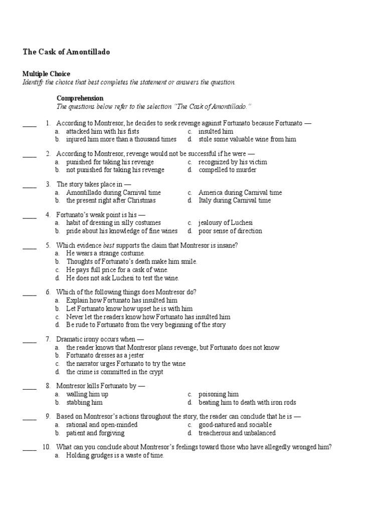 The Cask of Amontillado | PDF