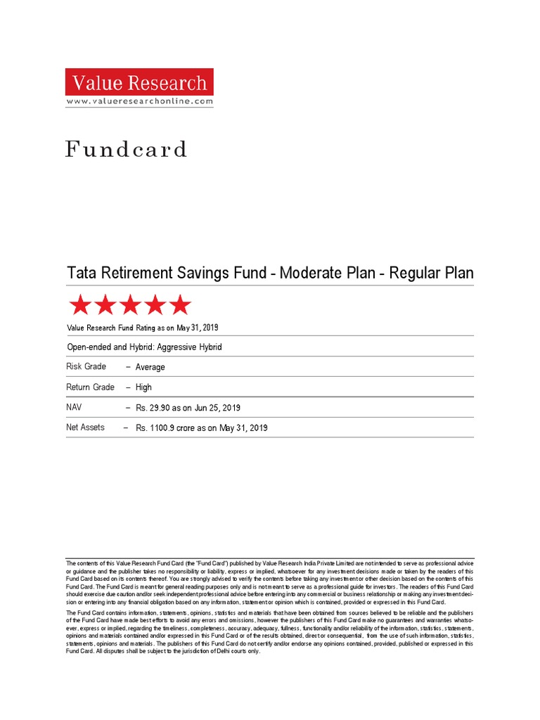 Fundcard: Tata Retirement Savings Fund - Moderate Plan - Regular Plan ...