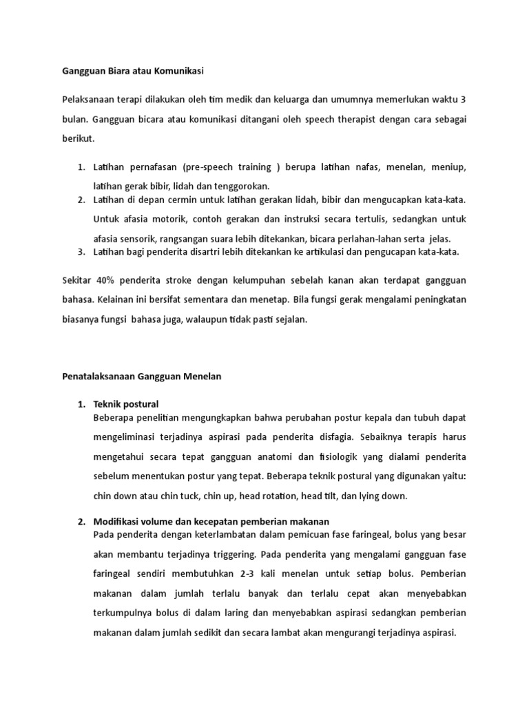 Terapi Bicara & Gangguan Menelan | PDF