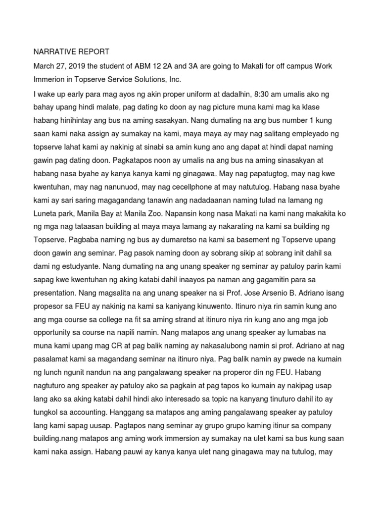 Narrative Report | PDF