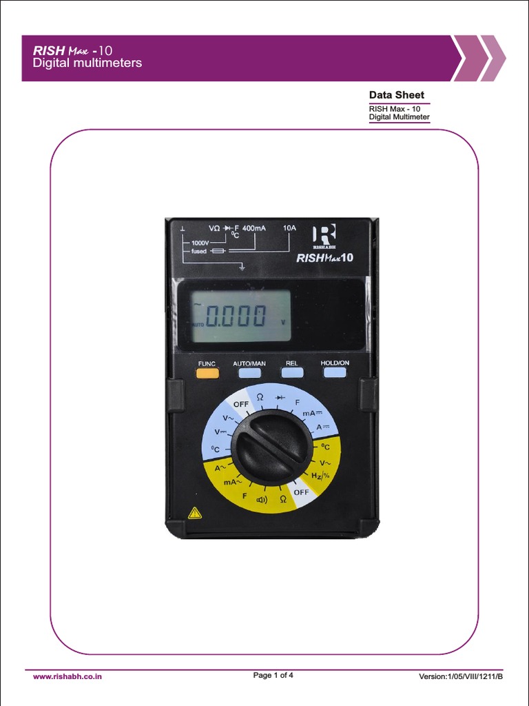 Max 10 Digital Multimeters: Data Sheet | Download Free PDF ...