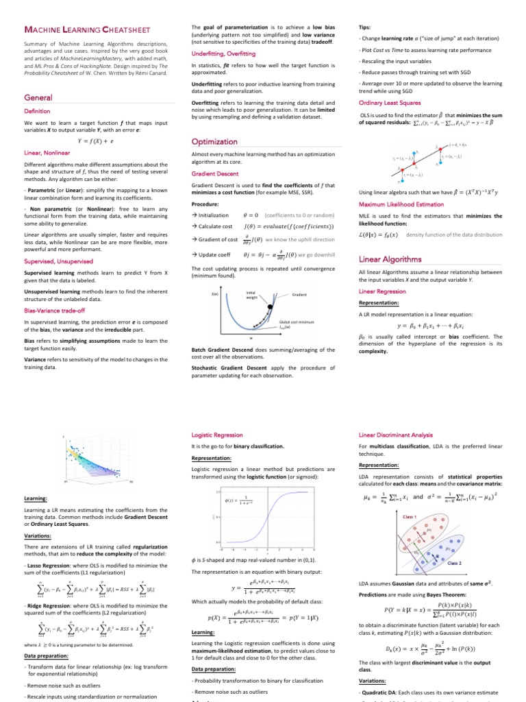 ML Summary PDF | PDF | Statistical Classification | Ordinary Least Squares