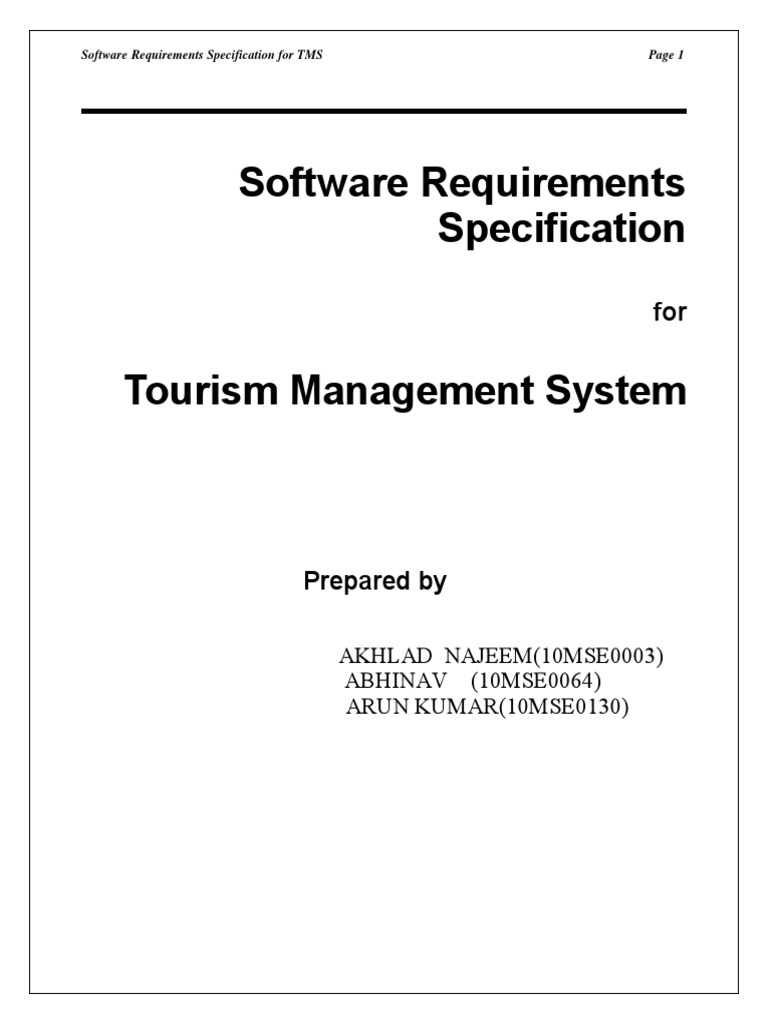Tourism Srs | PDF | Specification (Technical Standard) | Software