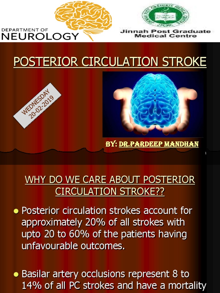 Posterior Circulation Stroke: By: DR - Pardeep Mandhan | PDF | Stroke | Vertigo