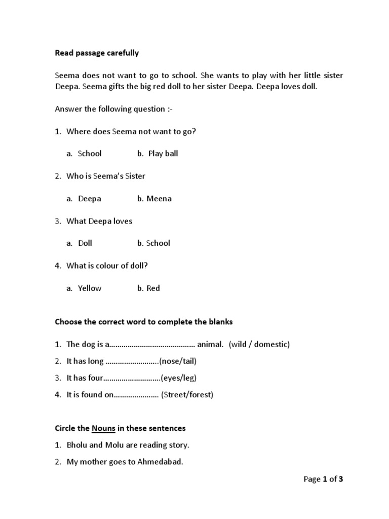 English Work Sheets | PDF