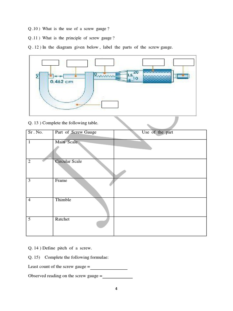 Vernier Screw Worksheet 2 | PDF | Teaching Methods & Materials ...