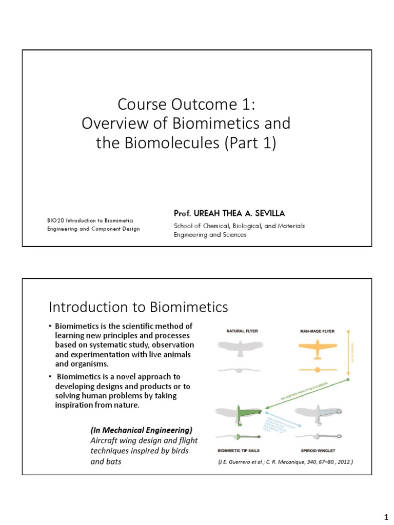 Course Outcome 1: Overview of Biomimetics and The Biomolecules (Part 1 ...