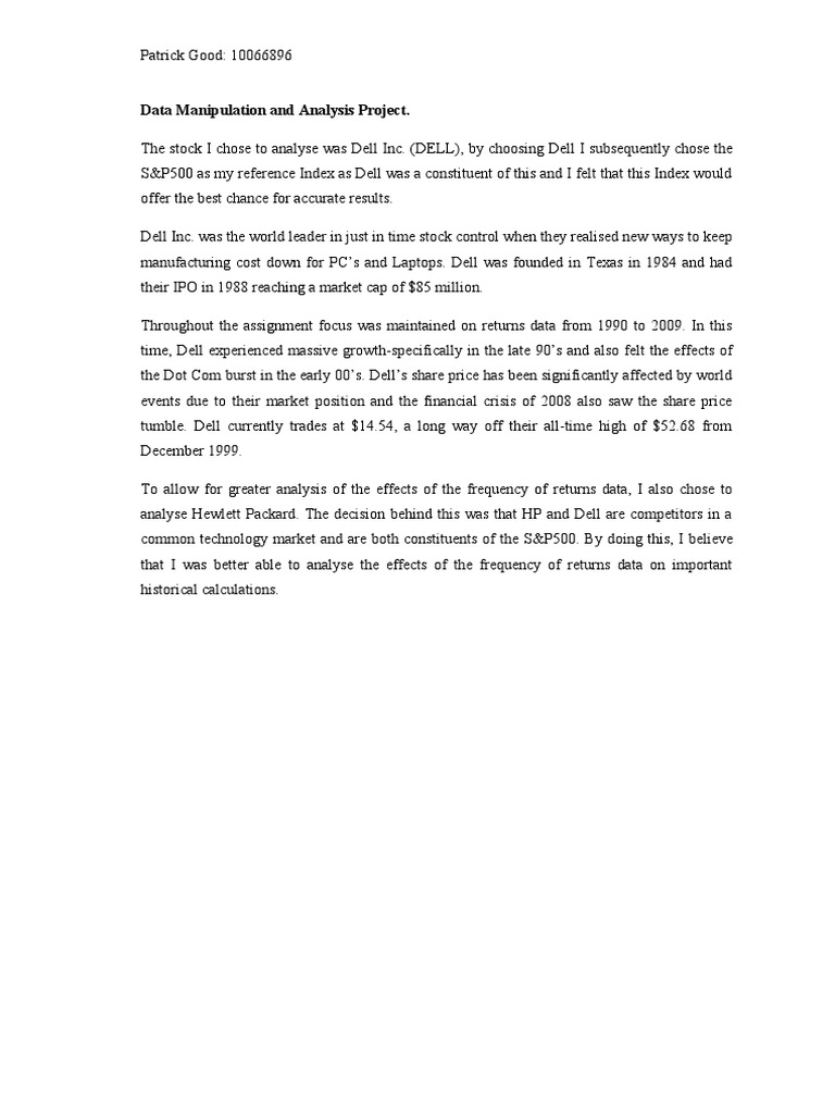 Dell Inc. Stock Return Analysis 1990-2009 | PDF | Beta (Finance ...
