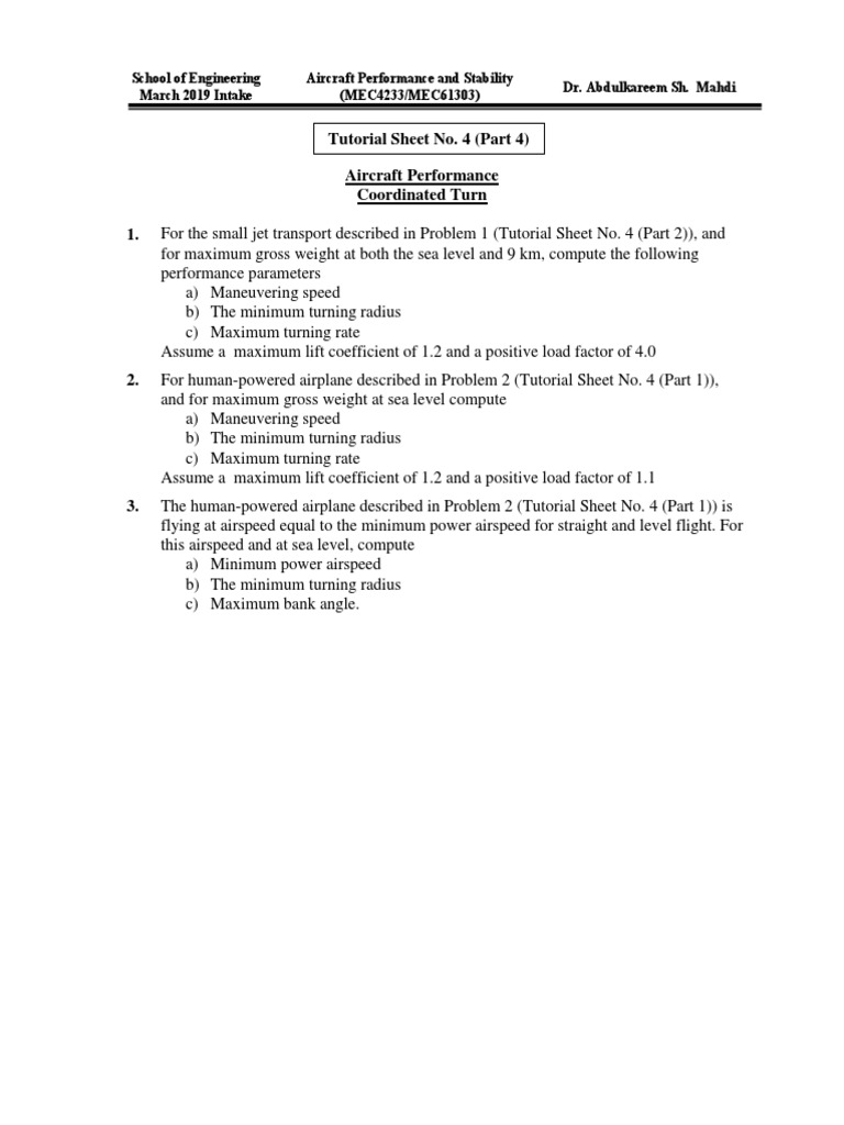 Tutorial Sheet No. 4 (Part 4) | PDF