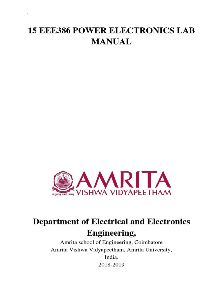 Power Electronics Lab Manual 2018-2019 | PDF | Power Electronics ...