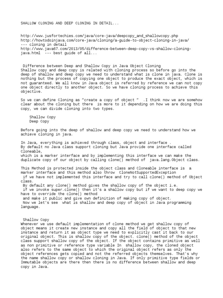 Deep Copy Vs Shallow | PDF | Class (Computer Programming) | Method (Computer Programming)