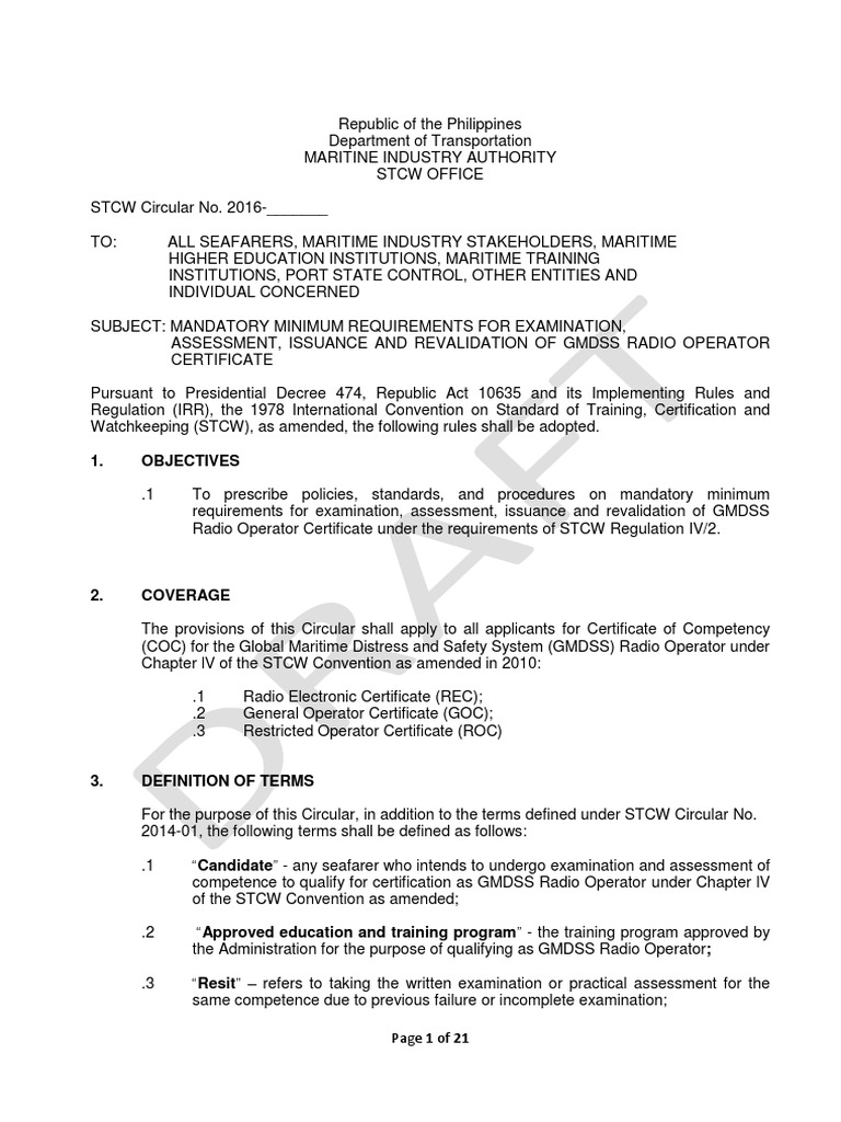 GRO Draft Circular Update 2 | PDF | Radio | Test (Assessment)