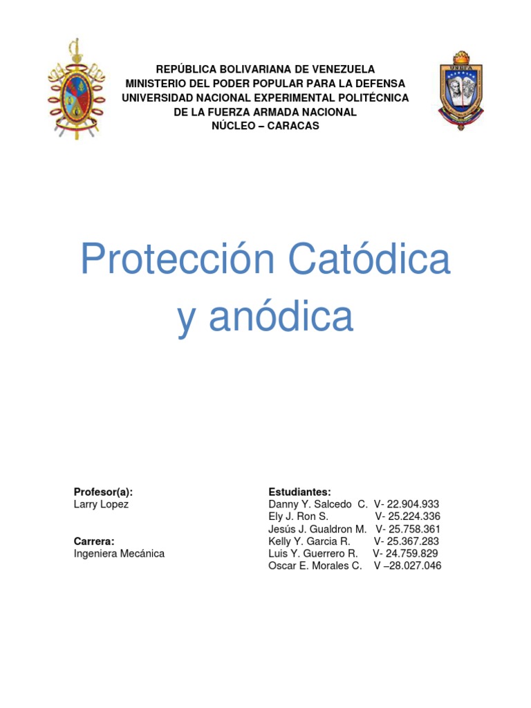 Proteccion Catodica y Anodica | PDF | Corrosión | Electroquímica