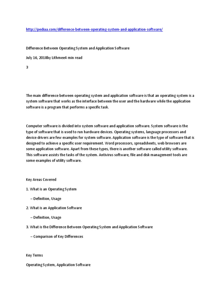 Difference Between Operating System and Application Software23 | PDF ...