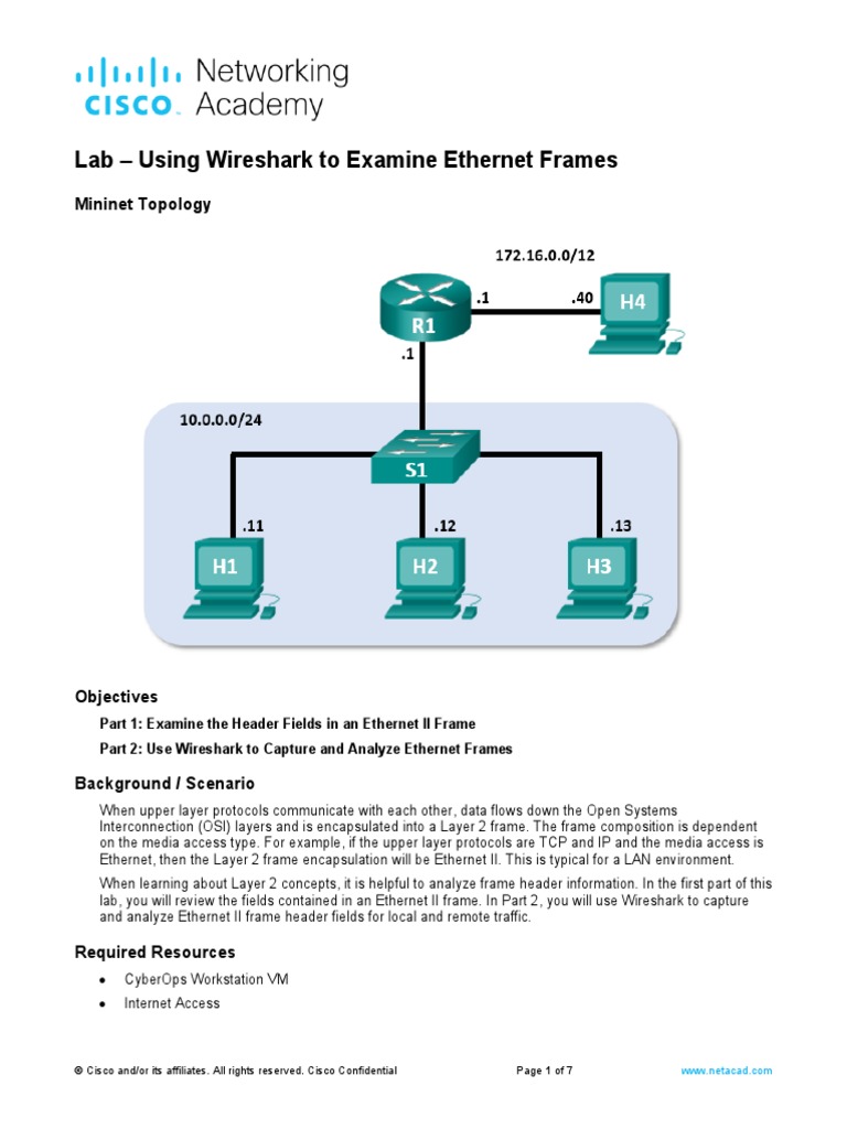 4.4.2.8 Lab - Using Wireshark To Examine Ethernet Frames | PDF ...