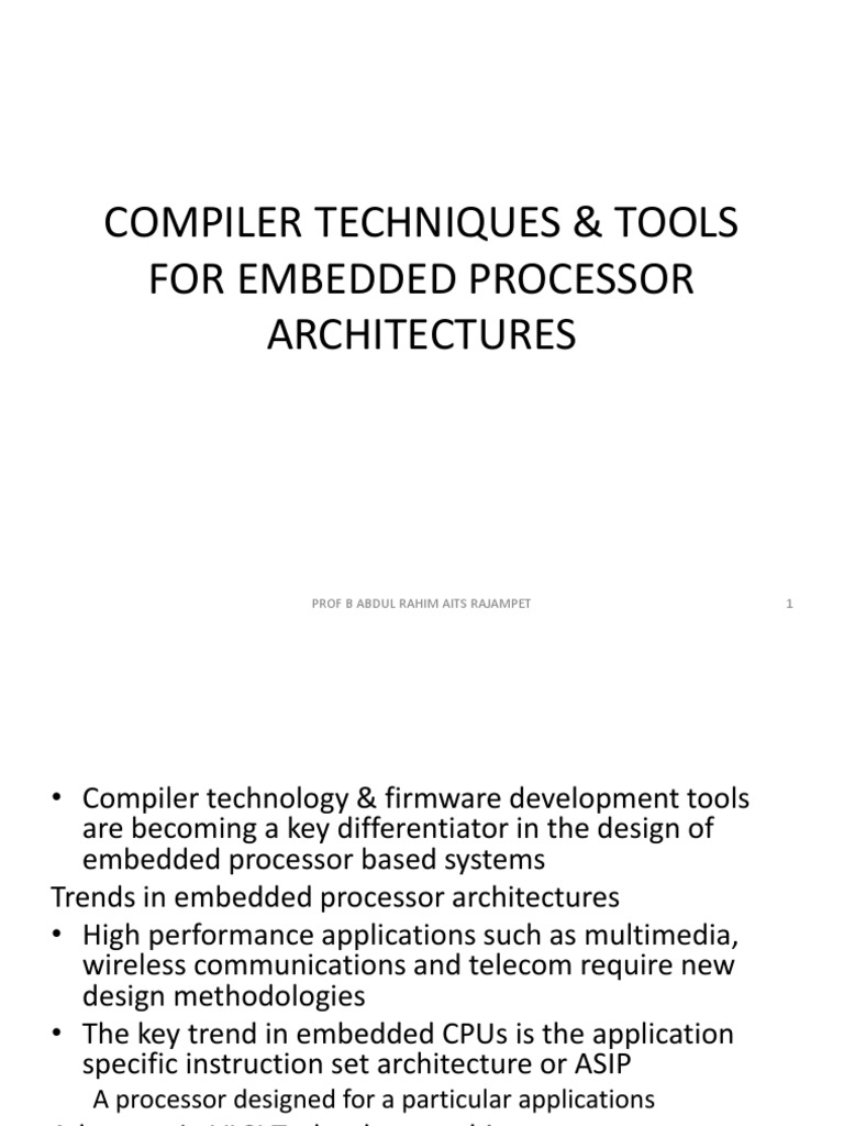 Compiler Techniques & Tools For Embedded Processor Architectures | PDF ...