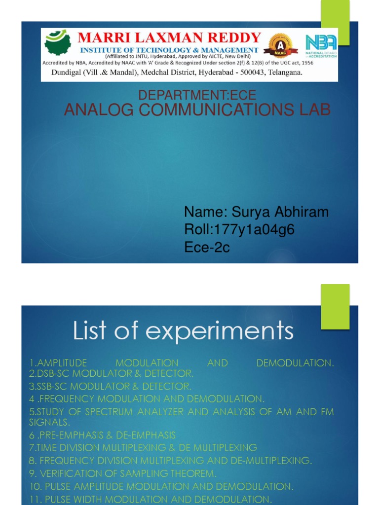 Analog Communications Lab Department Ece Pdf Modulation