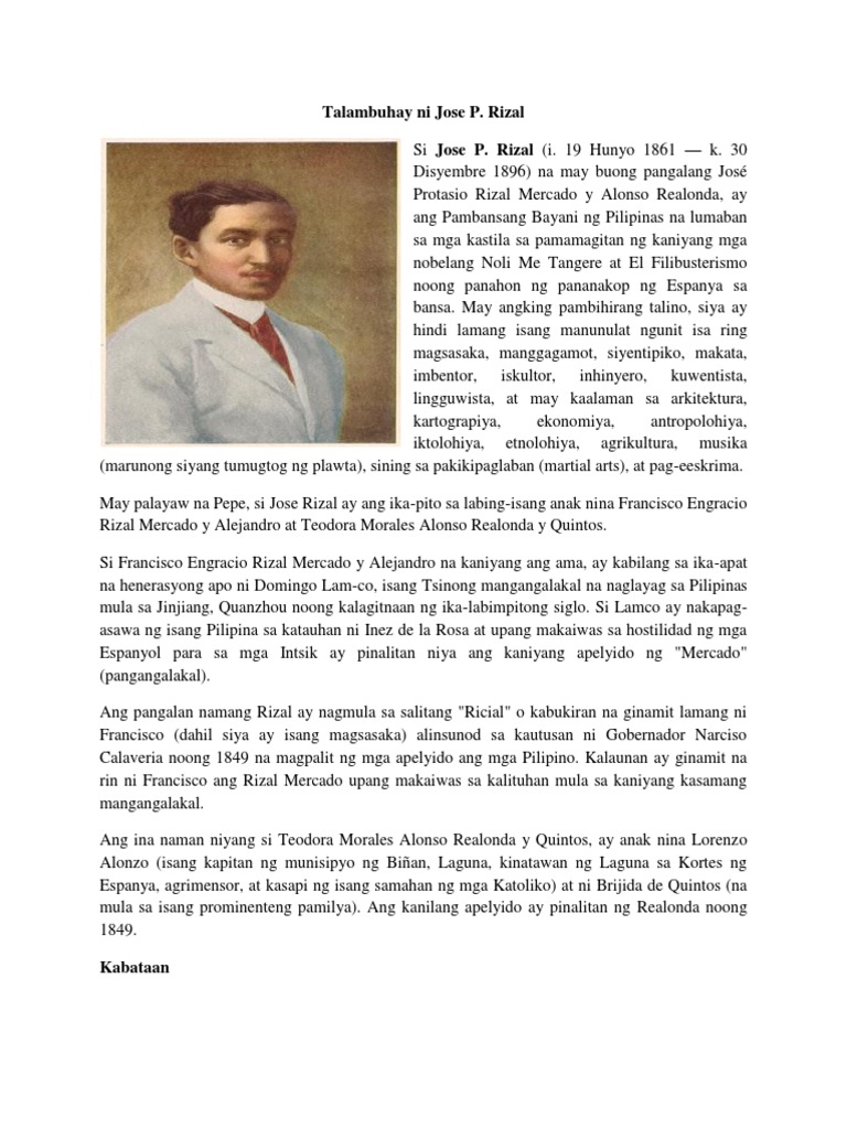 Talambuhay Ni Jose P | PDF