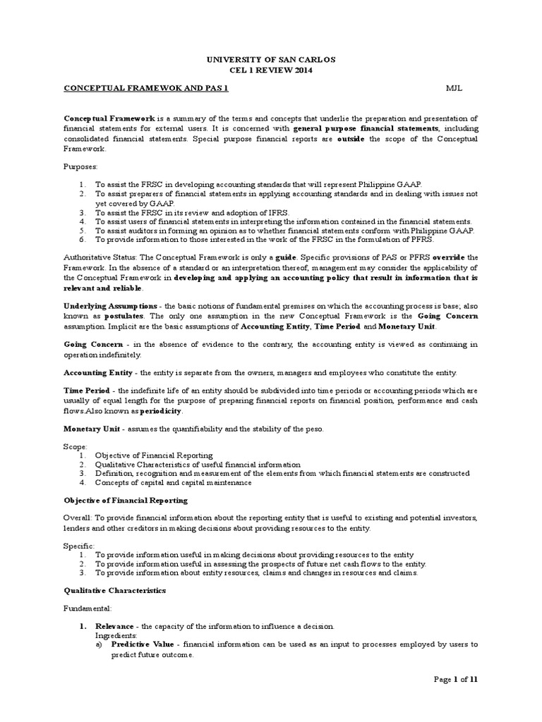 Conceptual Framework PAS 1 With Answer Key | PDF | Financial Statement ...