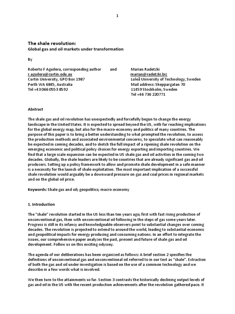 Shale Revolution | PDF | Hydraulic Fracturing | Natural Gas