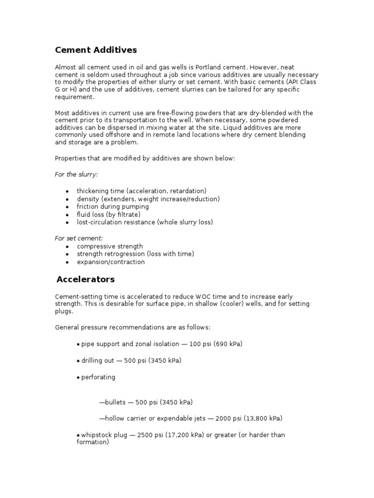 Cement Additives | PDF | Sodium Chloride | Cement