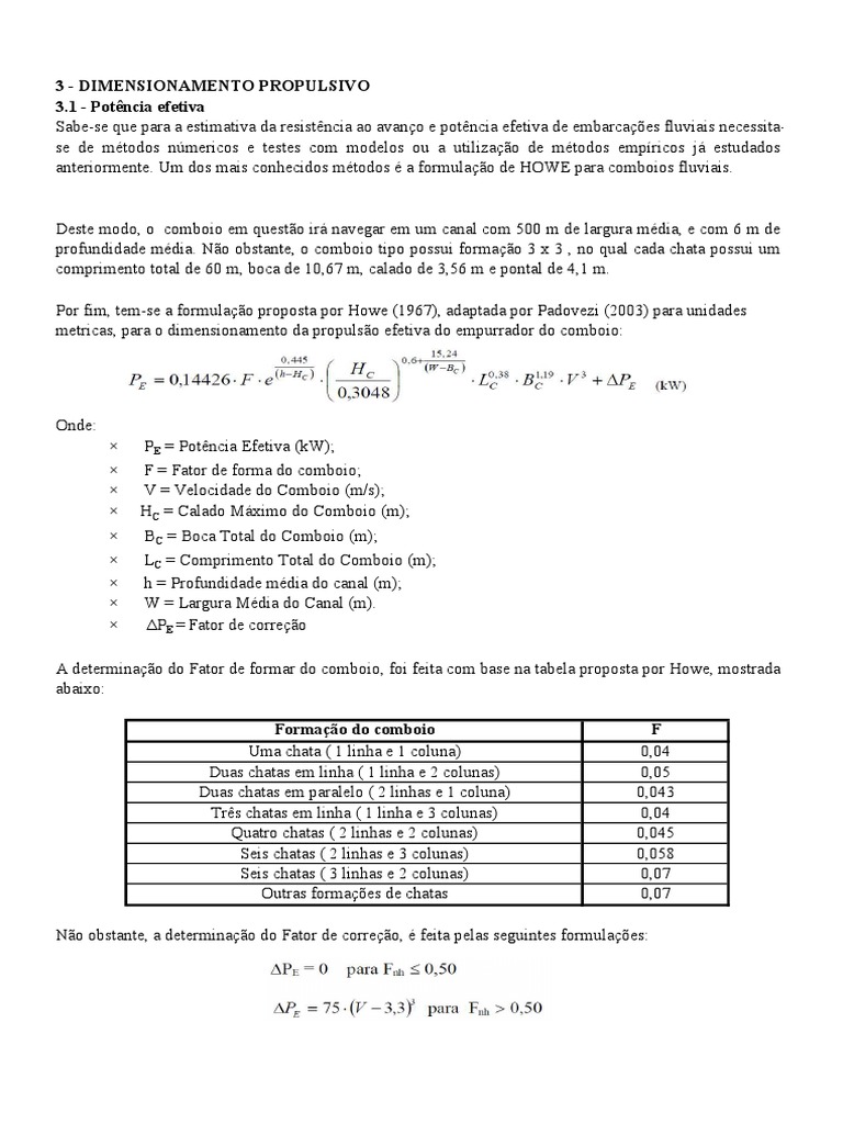 Modelo HOWE | PDF | Hélice | Potência (Física)