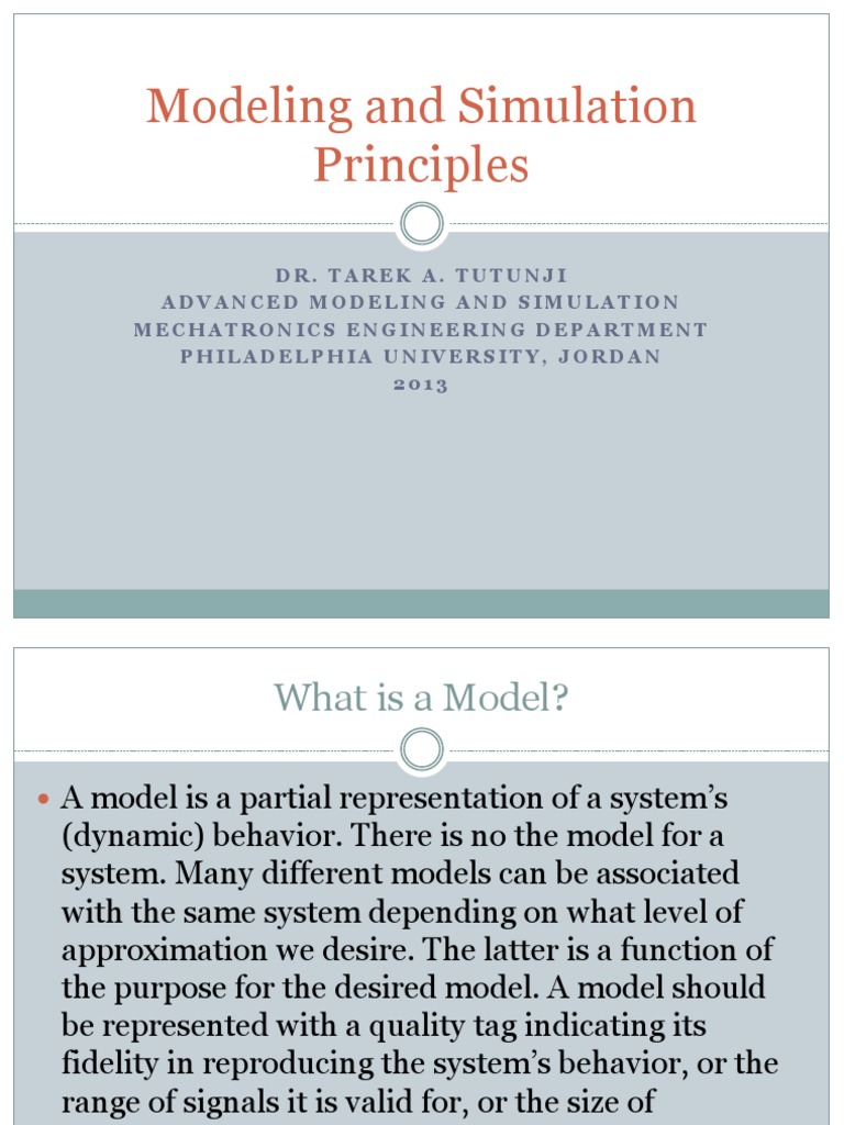 Modeling and Simulation Principles | PDF | Mathematical Model | Simulation