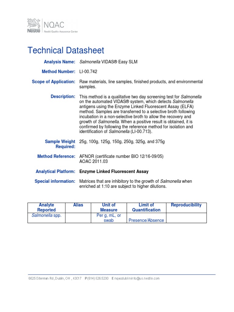 LI 00.742 Salmonella VIDAS Easy SLM Micro | PDF | Cooking, Food & Wine ...