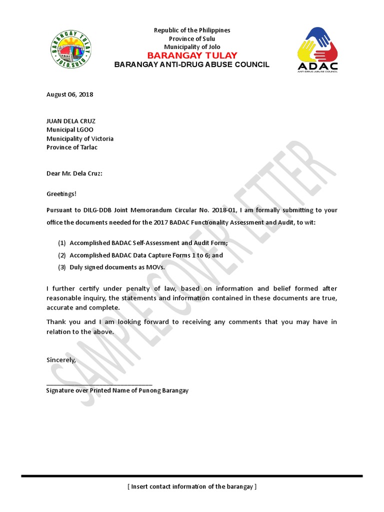 BADAC TEMPLATE - Cover Letter | PDF