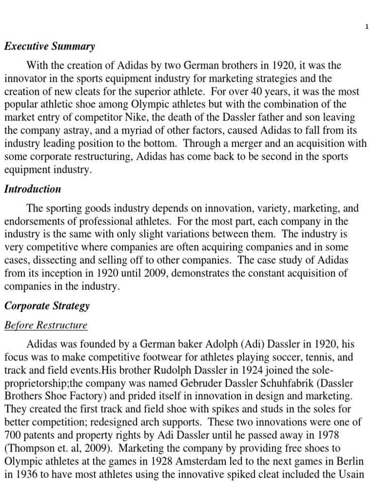 Executive Summary: Before Restructure | PDF | Adidas | Nike