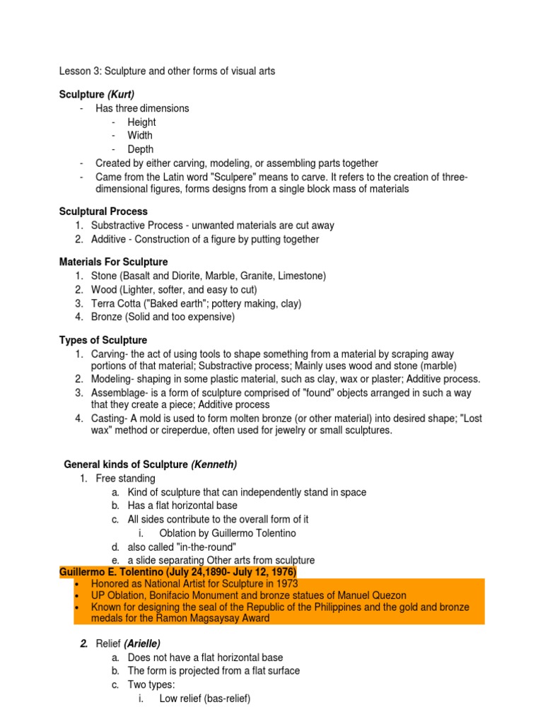 Arts Worksheet and Assignment | PDF | Sculpture | Pottery