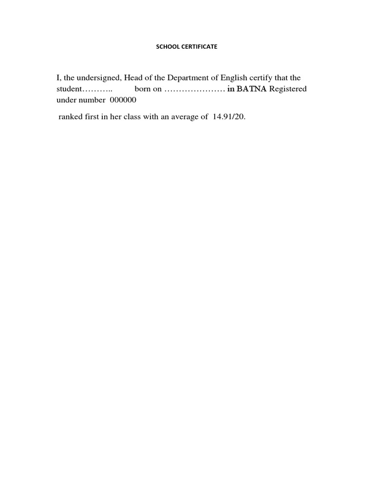 Top English Student Certificate | PDF