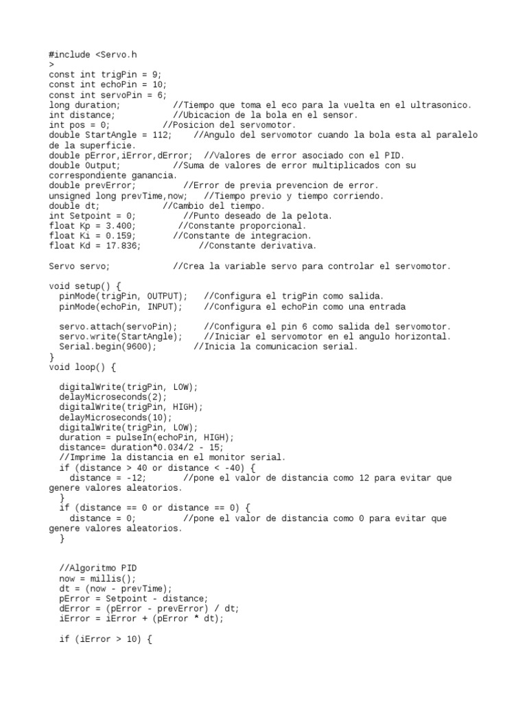Ball and Beam Pid Arduino | PDF | Análisis | Electromagnetismo