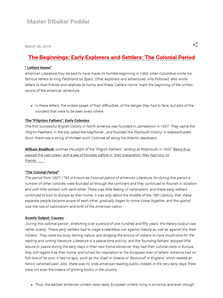 Lecture1 - The Beginnings - Early Explorers and Settlers | PDF ...