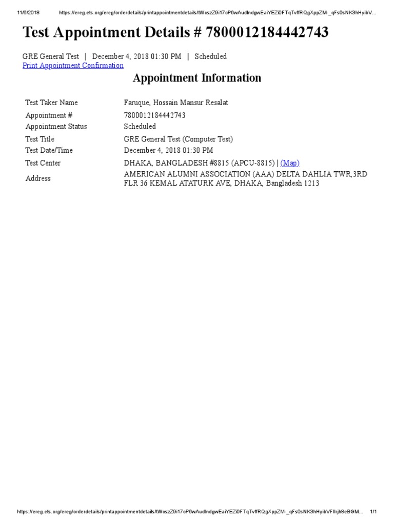 GRE Admit Card | PDF