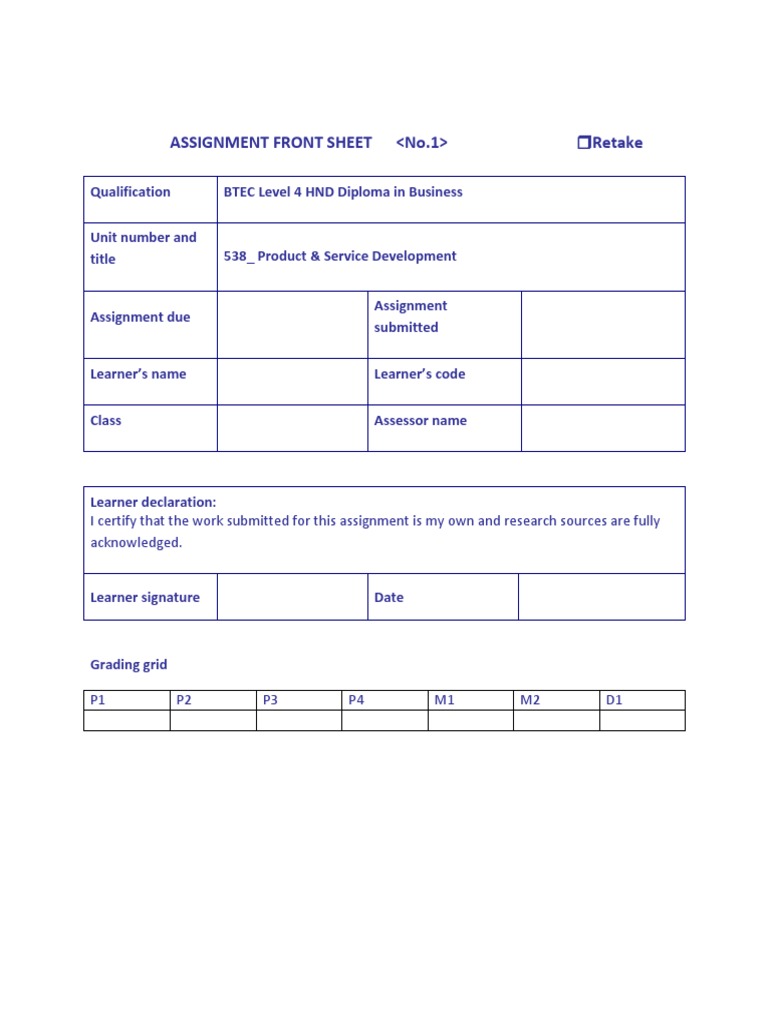 Assignment Front Sheet | PDF