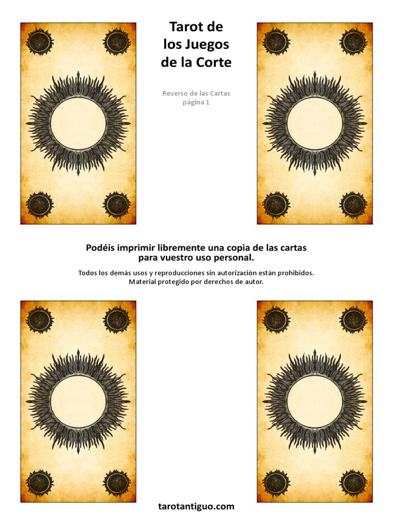 Tarot de Los Juegos de La Corte Reverso de Las Cartas PDF | PDF