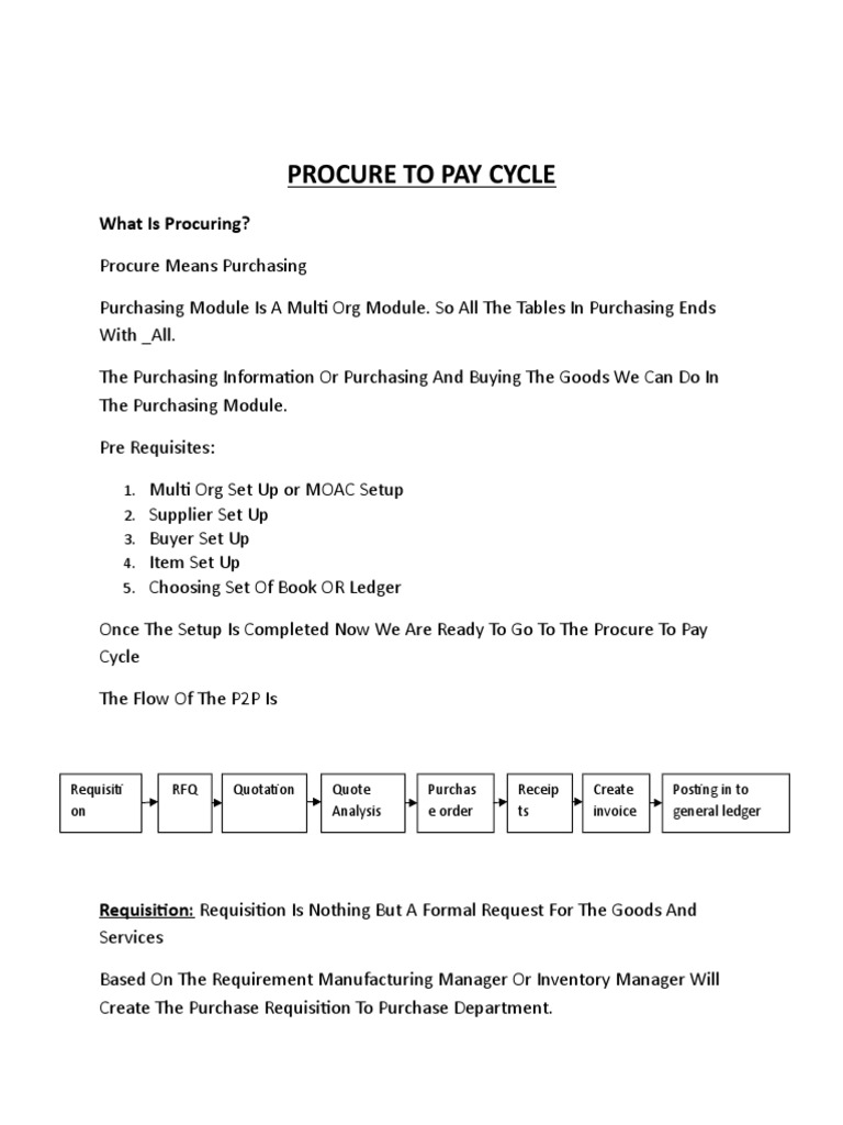 Procure To Pay Cycle (3-3-12) | PDF | Invoice | Receipt